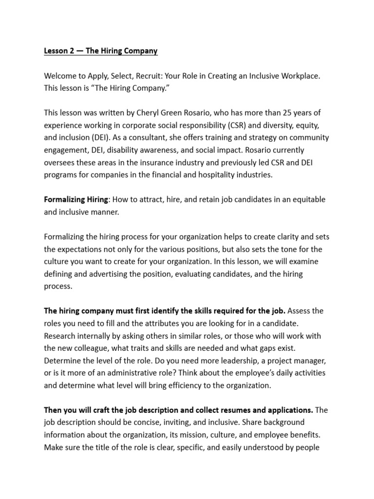 Lesson 2 The Hiring Company English PDF | PDF | Recruitment | Business