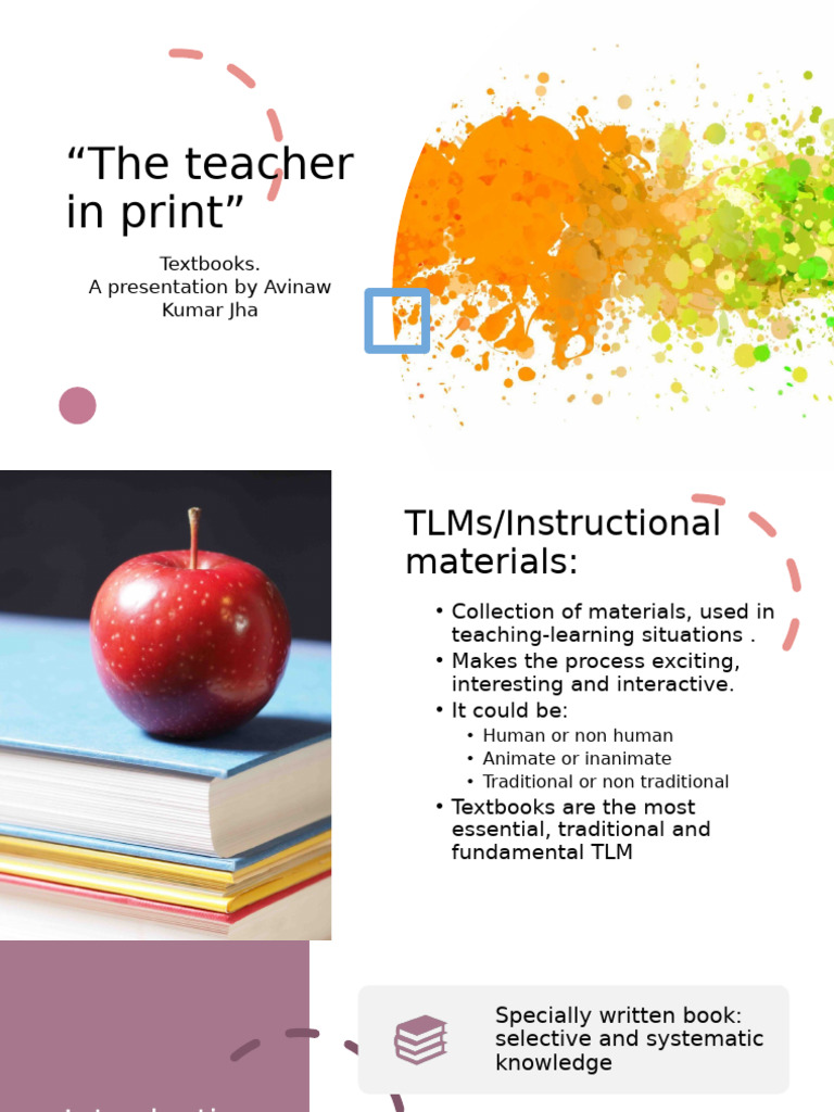 "The Teacher in Print": Textbooks. A Presentation by Avinaw Kumar Jha | PDF