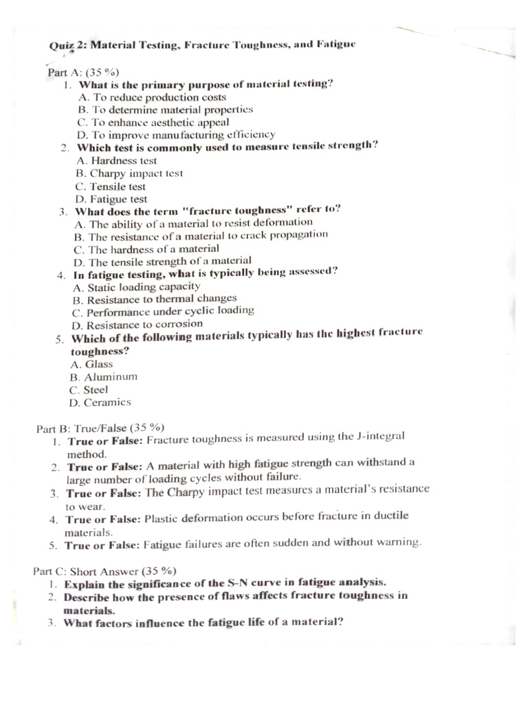 MATERIAL SCIENCE Sample Questions | PDF