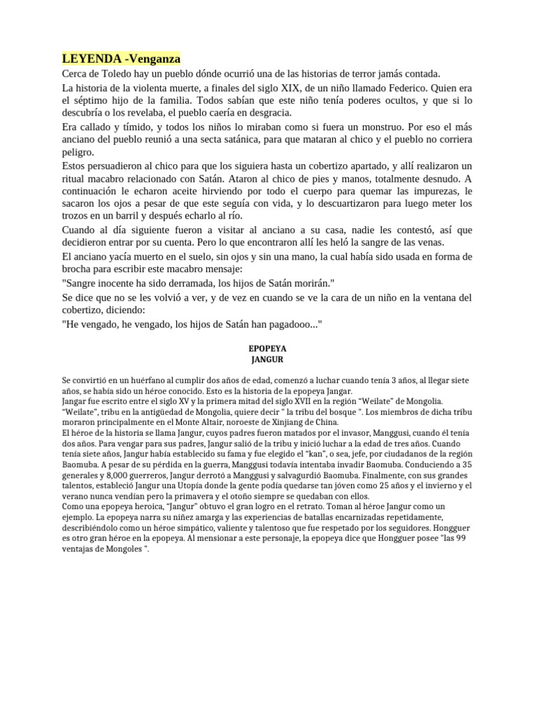 1 Ejemplo de Leyenda, Mito, Fabula y Epopeya | PDF