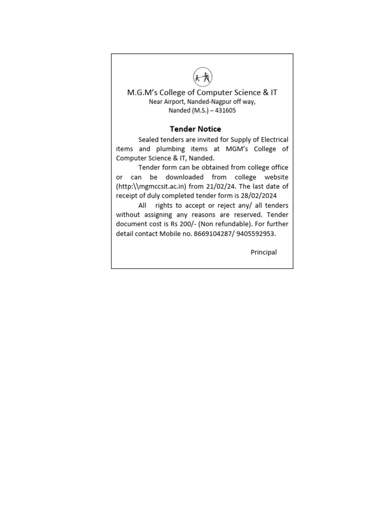 MGM Tender | PDF | Taxes | Technology & Engineering