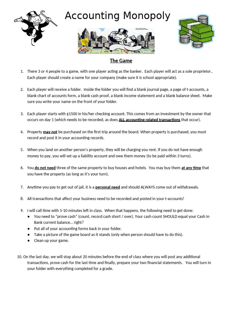 Accounting Monopoly | PDF