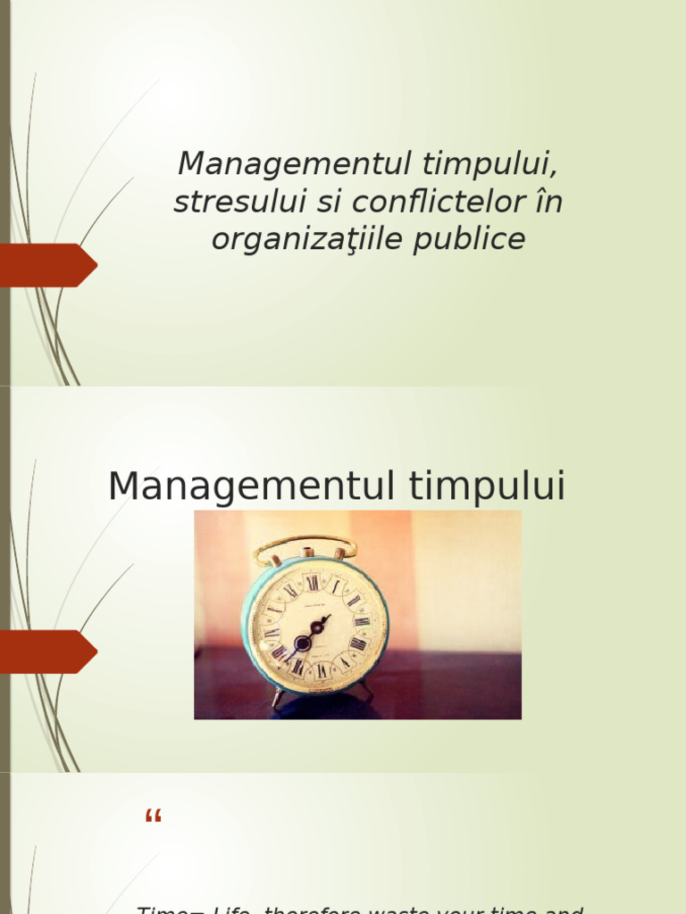 Managementul Timpului, Stresului | PDF