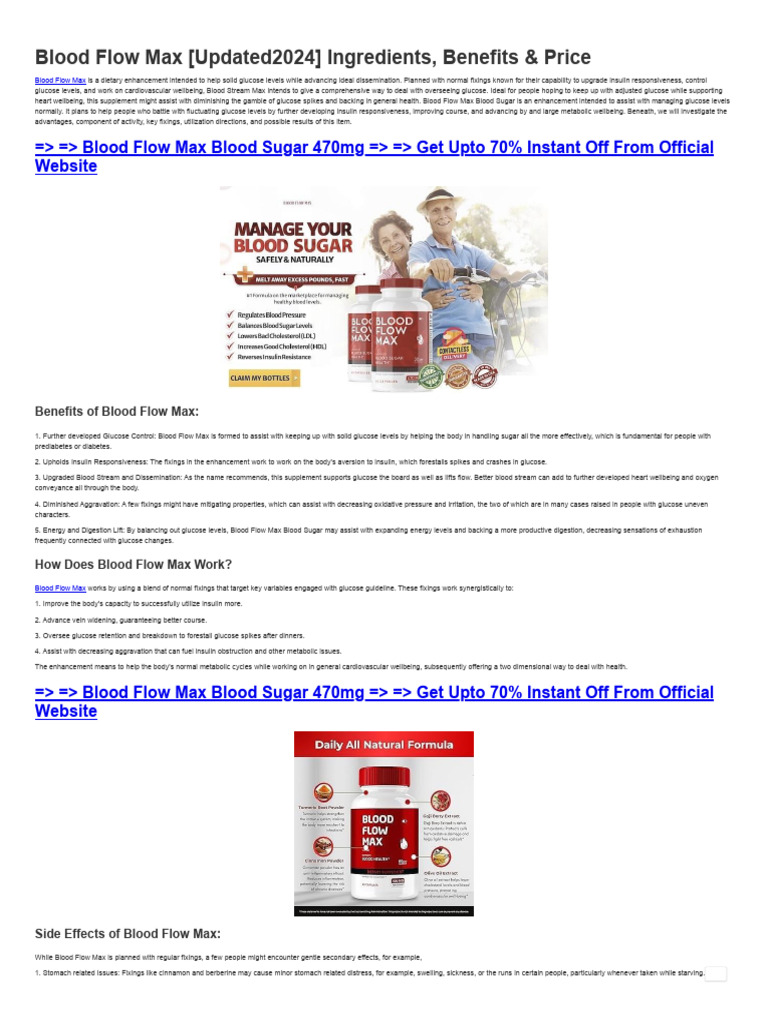 Blood Flow Max: Glucose & Heart Health | PDF | Glucose | Wellness
