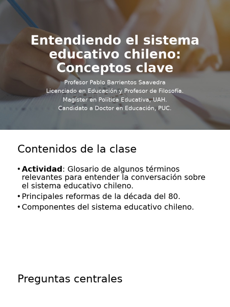 01 - El Sistema Educativo Chileno - Conceptos Clave | PDF
