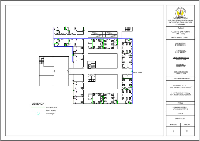 Denah Jalur Pipa Air Bersih Lantai 3 Baru | PDF