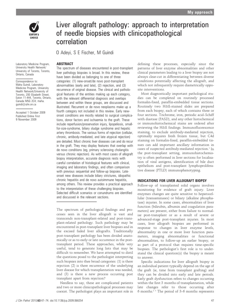 Interpreting Liver Allograft Biopsy - J Clin Pathol | PDF
