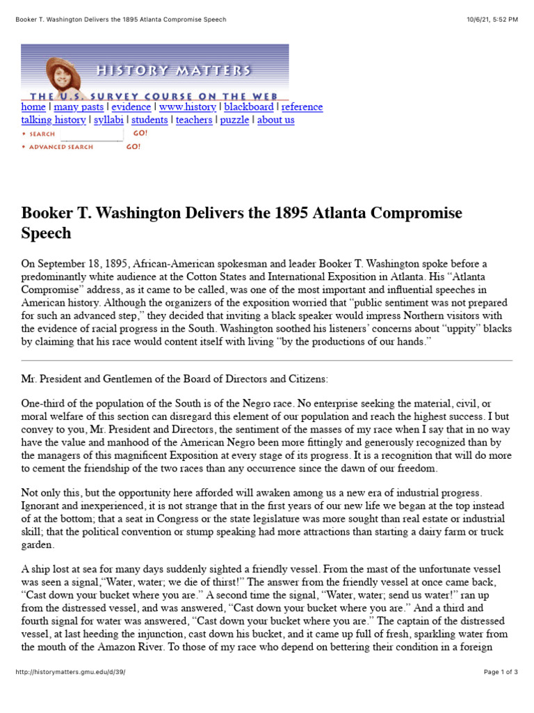 Washington - The Atlanta Exposition Address | PDF