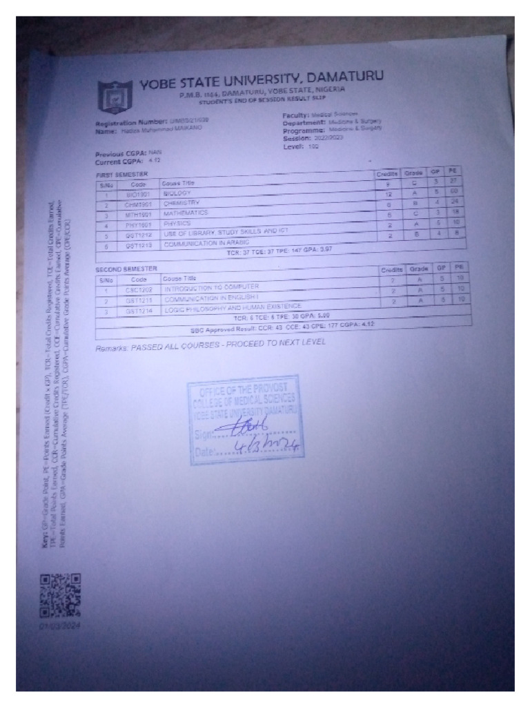 Last Semester Resu | PDF