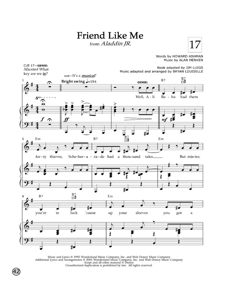 Friend Like Me (Aladdin JR) | PDF