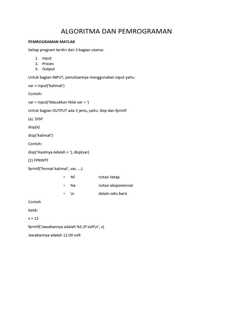 Algoritma Dan Pemrograman | PDF