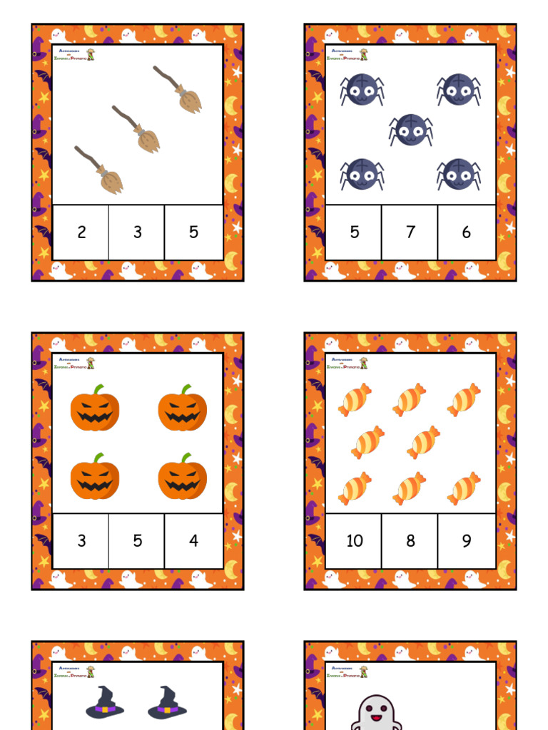 Tarjetas Conteo Halloween 1 | PDF