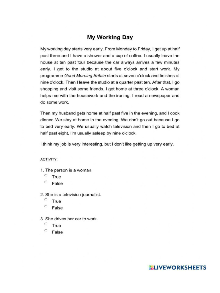 Reading My Working Day | PDF