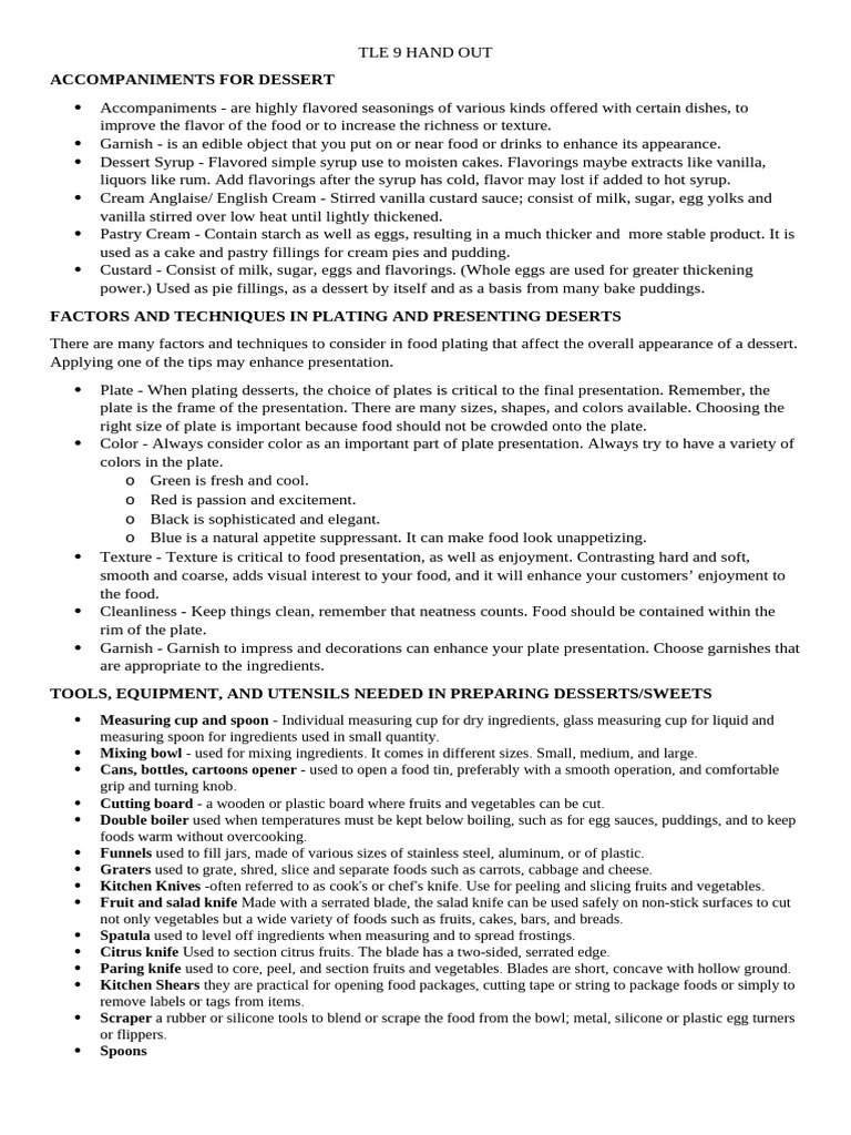 Tle 9 Hand Out Semi Final | PDF