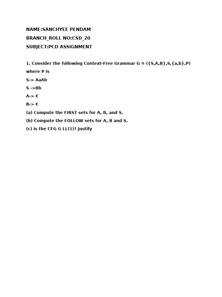 Sanchyee Pendam 20 PCD Assignment | PDF