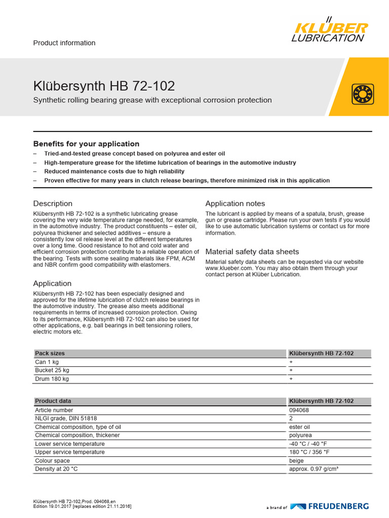 Klübersynth HB 72-102 EN en | PDF