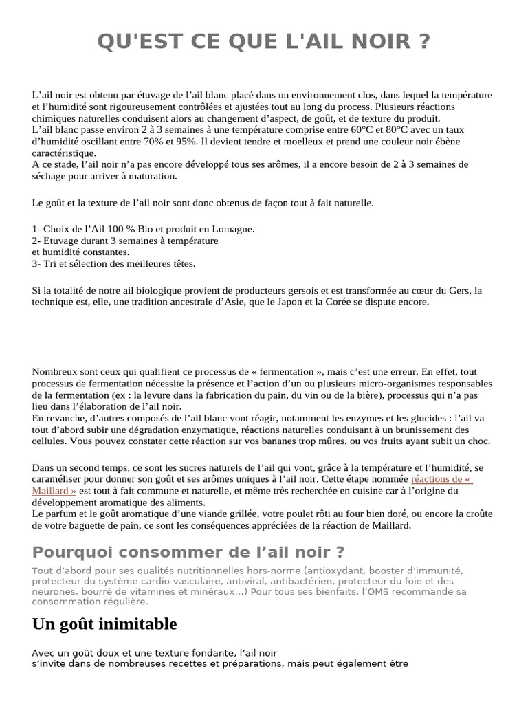 Miel À L Ail Noir | PDF