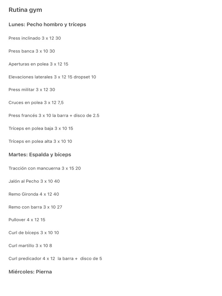 Rutina Gym | PDF