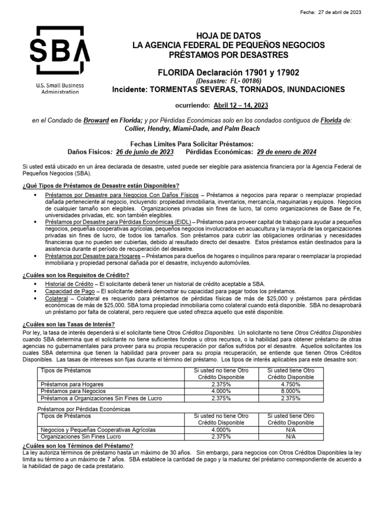 FL 17901 Fact Sheet (En Español) | PDF