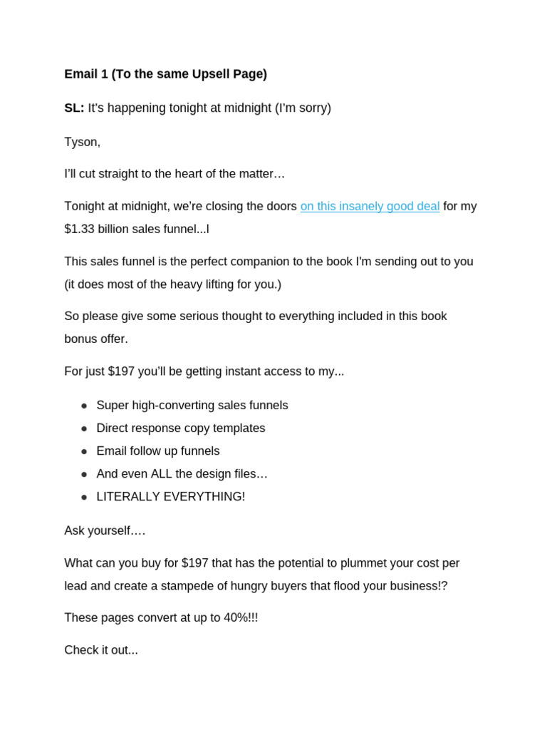 Sabri Suby's Sales Funnel Offer Alert | PDF | Self-Improvement