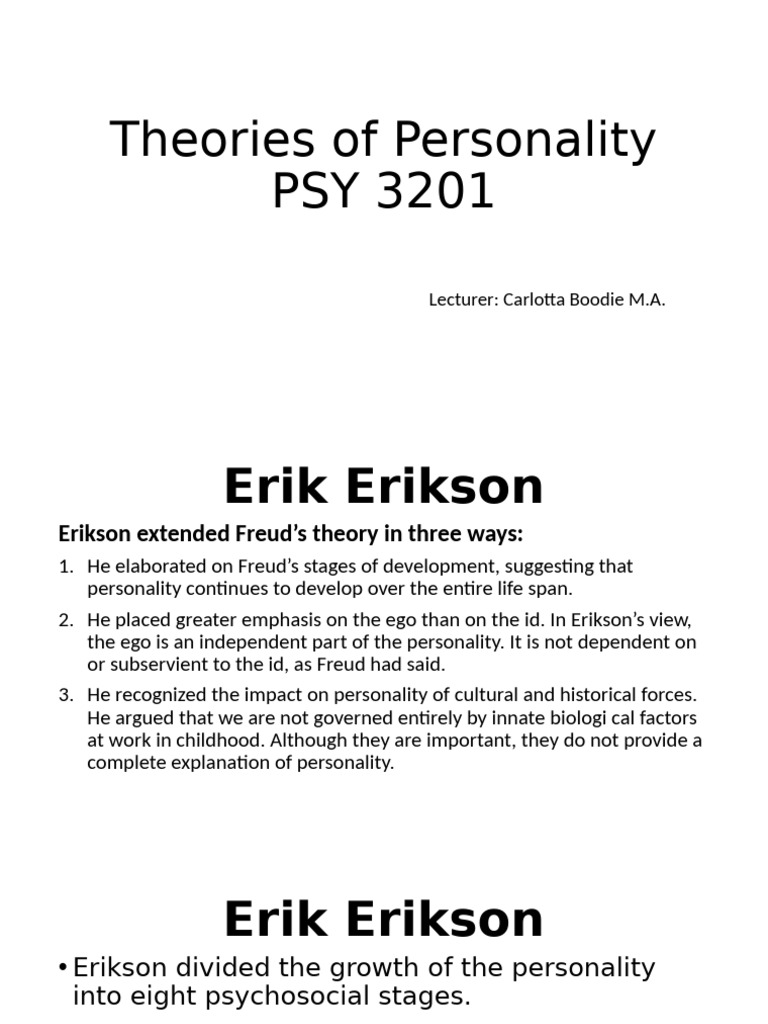 PSY 3201 - Erikson Post Freudian Theory 2024 | PDF