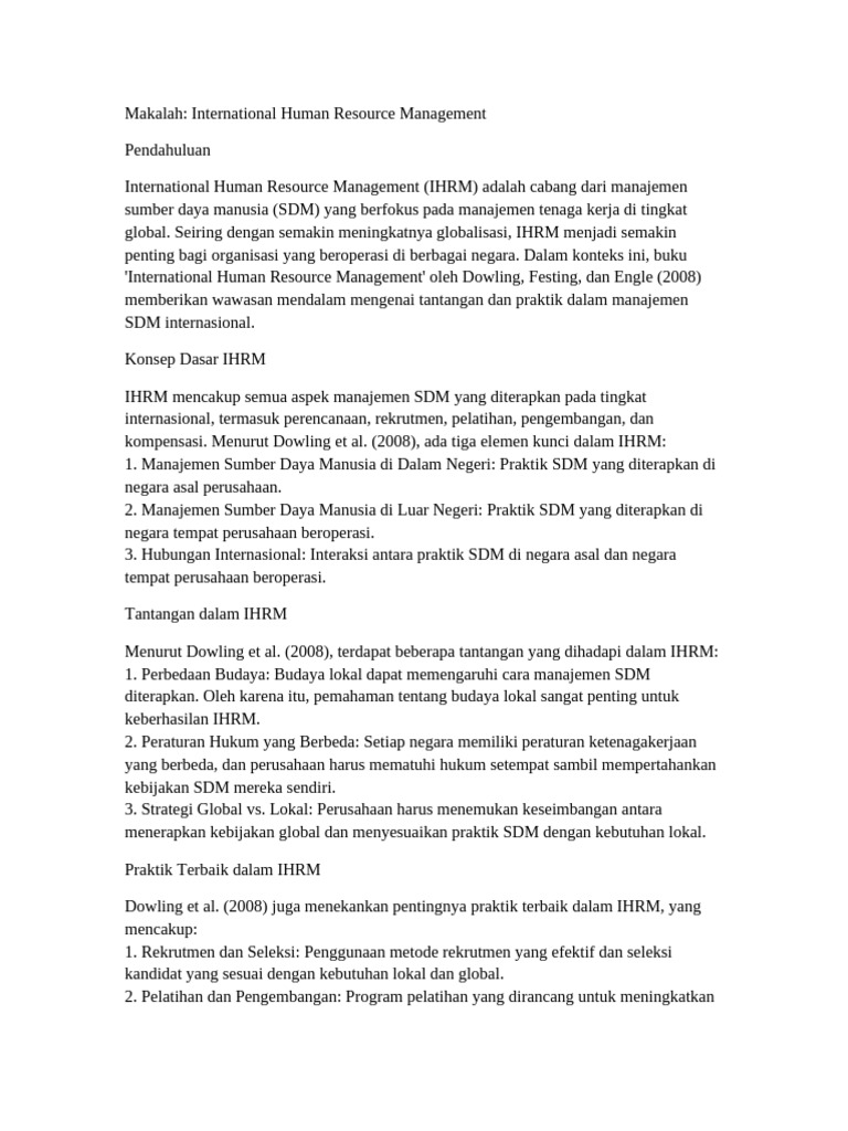 IHRM Makalah | PDF