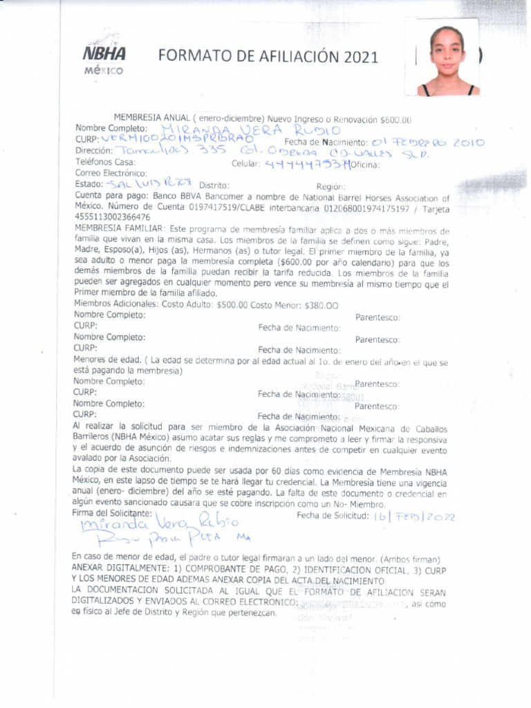 Formatode Afiliacion - Miranda | PDF