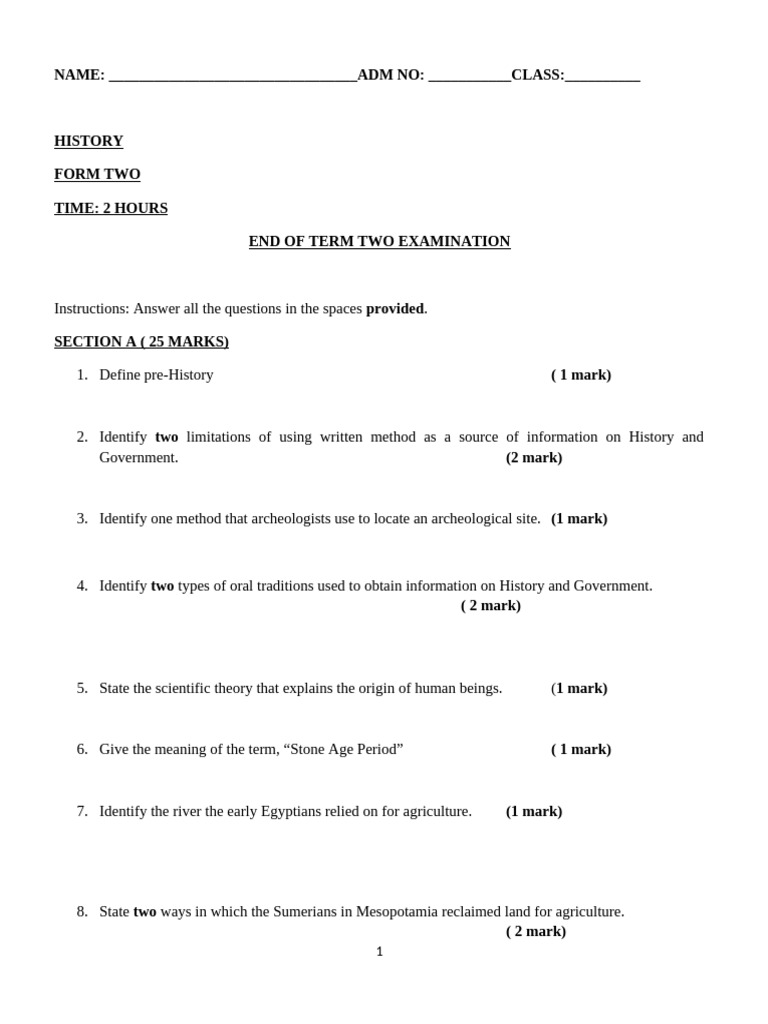 History f2t2 Qs | PDF