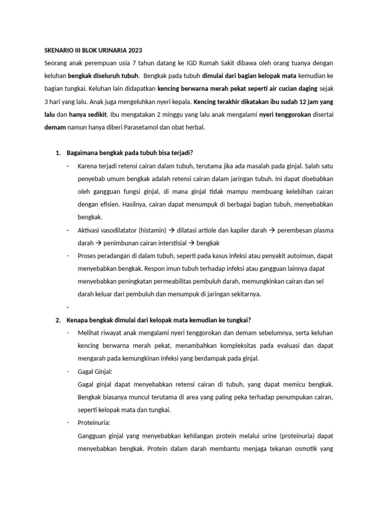 Skenario III Blok Urinaria 2023 | PDF