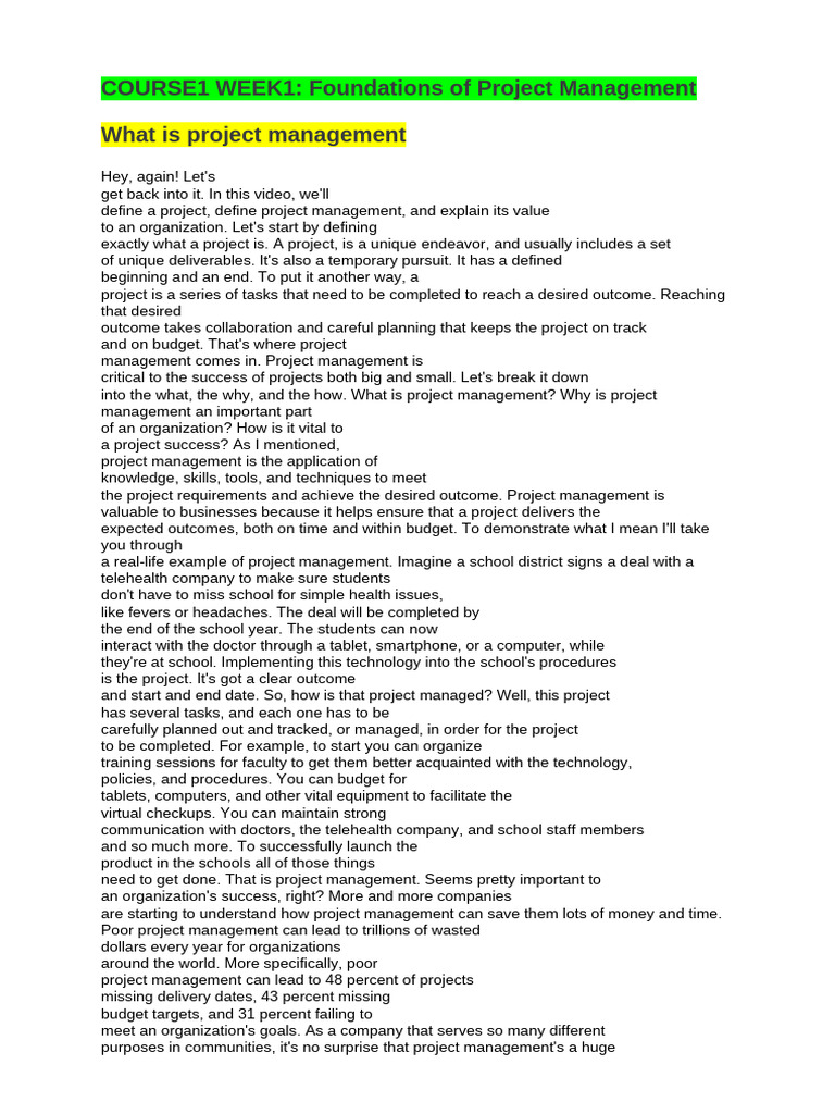 Course1 - Foundations of Project Management - Resumo2 | PDF