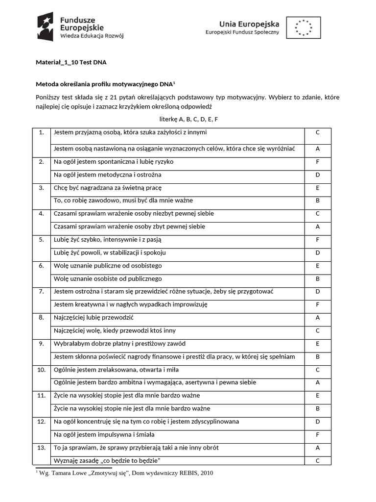 Materiał 1 10 Test Dna | PDF
