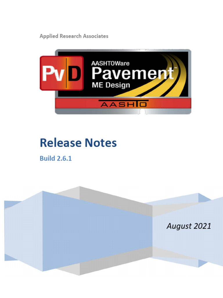 AASHTOWare Pavement ME Design Build 2.6.1 Release Notes | PDF