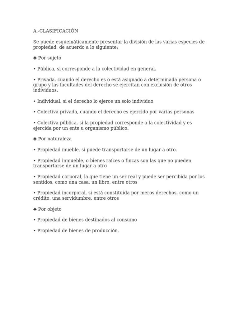 Clasificación de La Propiedad | PDF | Derecho