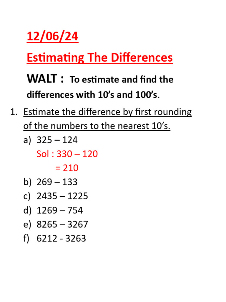12.06.24 - Estimating The Differences | PDF