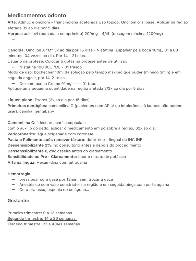 Medicamentos Odonto | PDF