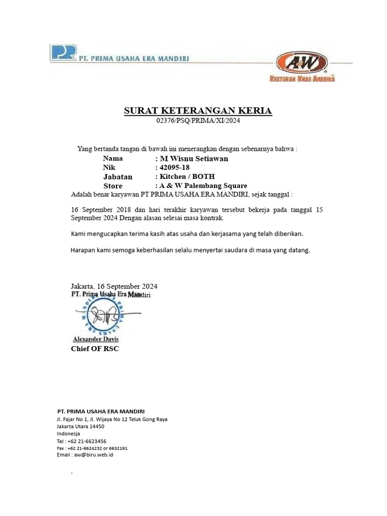 Paklaring 0924 | PDF