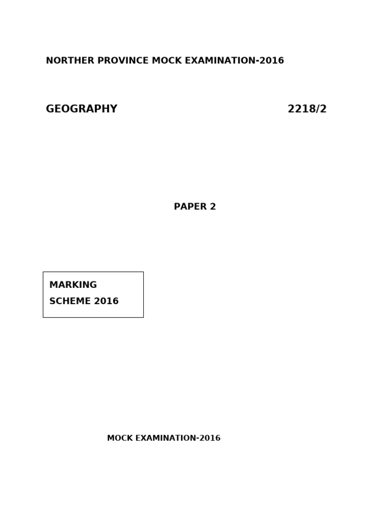 Geography Paper, 2, Marking Scheme - 2016 | PDF