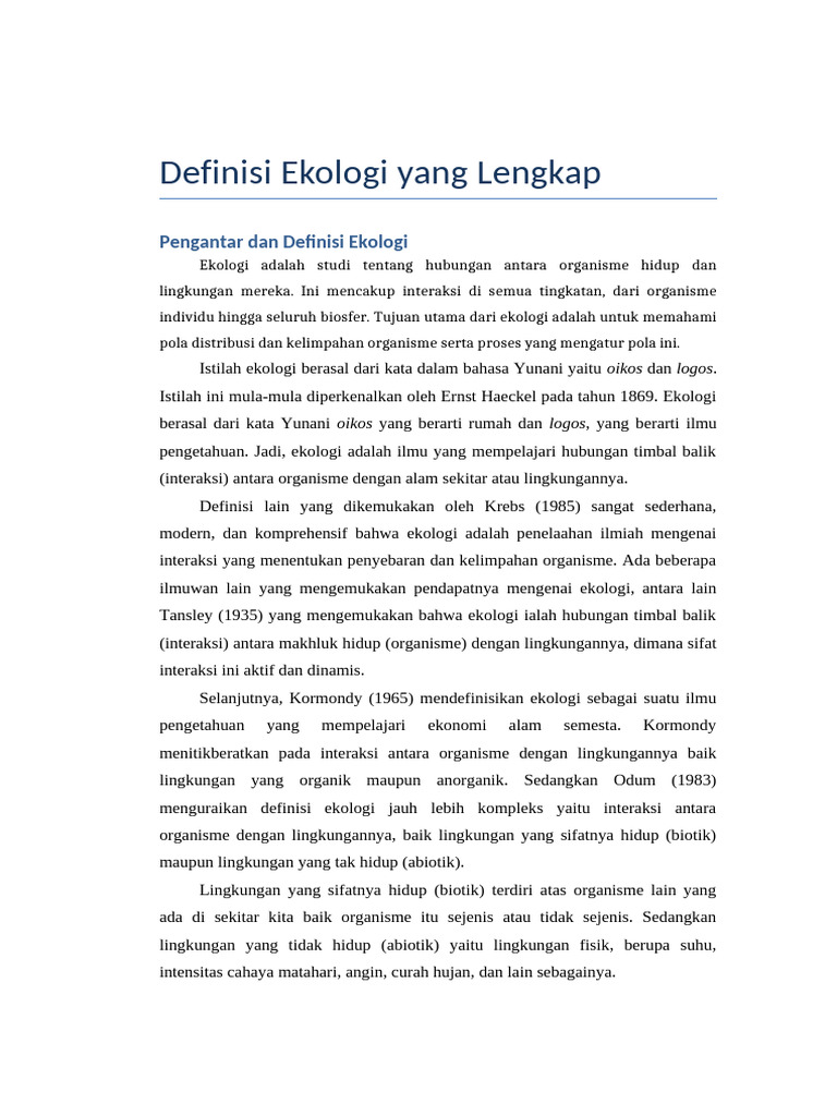 Definisi - Ekologi - Lengkap Fajri - Susiati | PDF