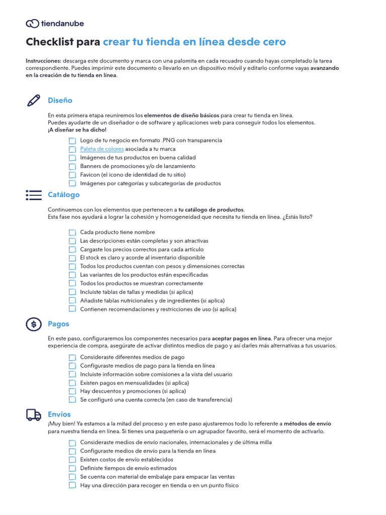 Checklist para Crear Tienda en Linea 2022 | PDF