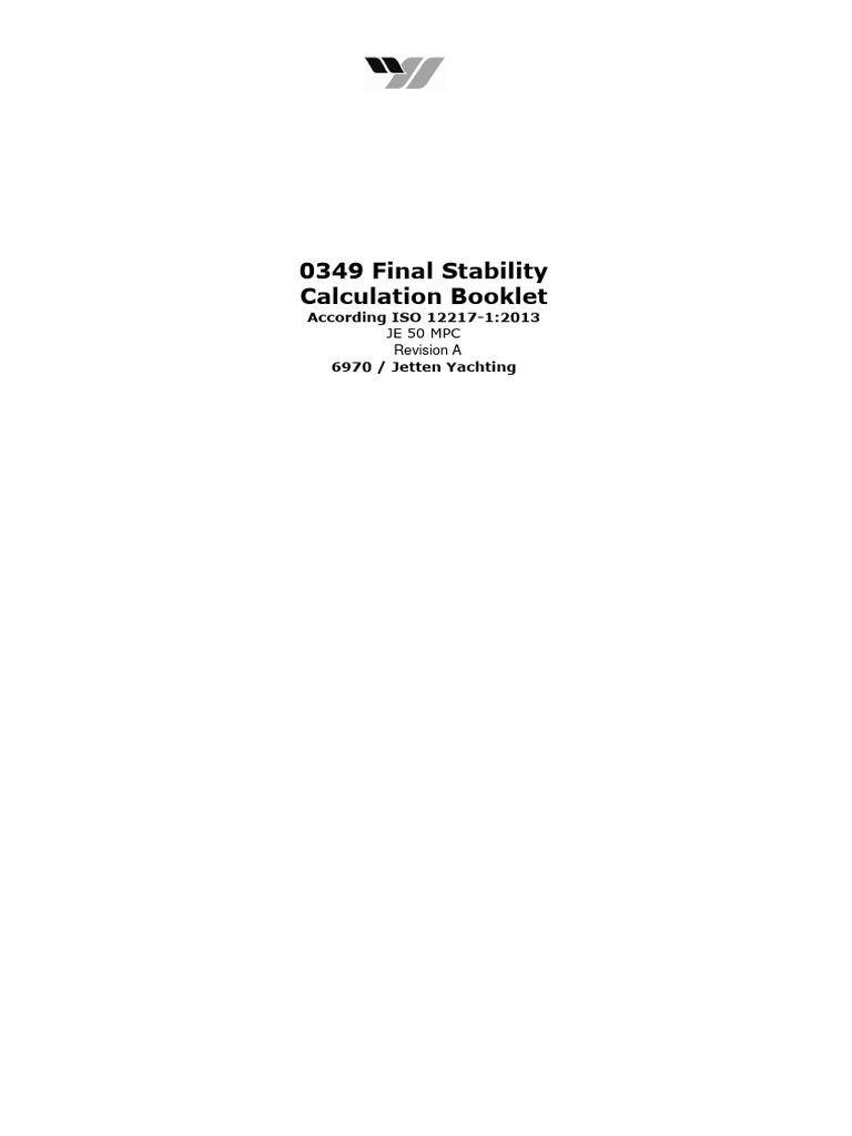 0349 Final Stability Calculation Booklet: According ISO 12217-1:2013 | PDF