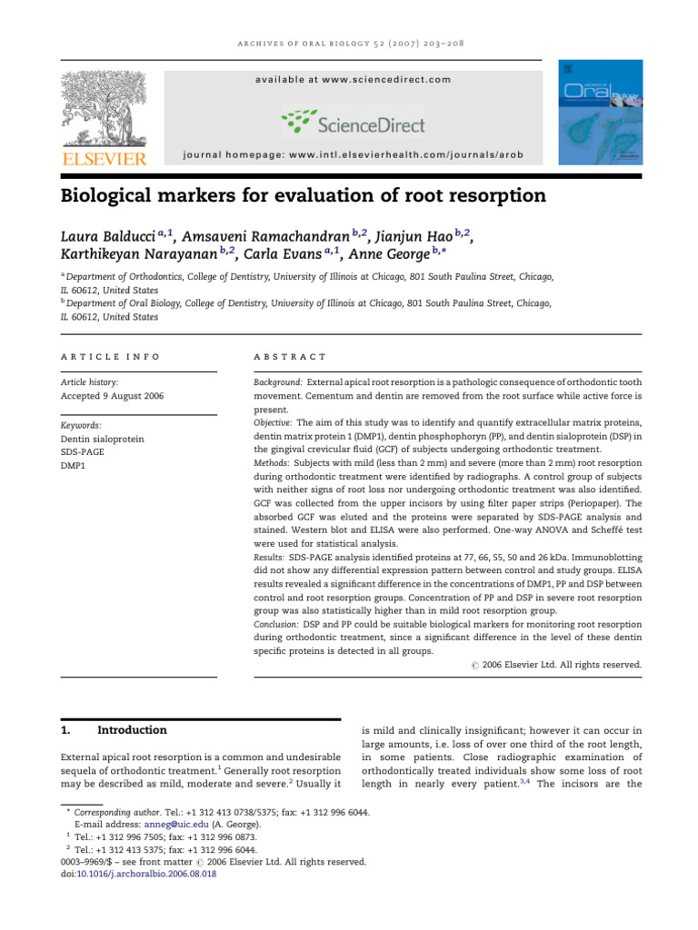 Root Resorption Markers | PDF