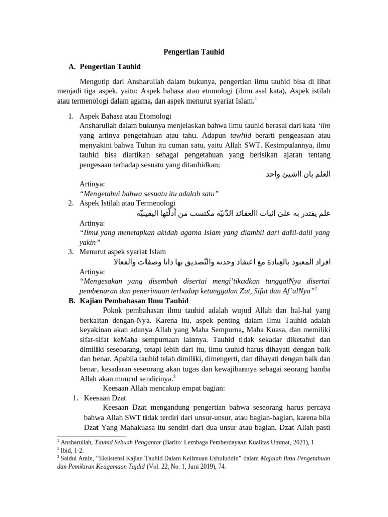 Pengertian Tauhid | PDF