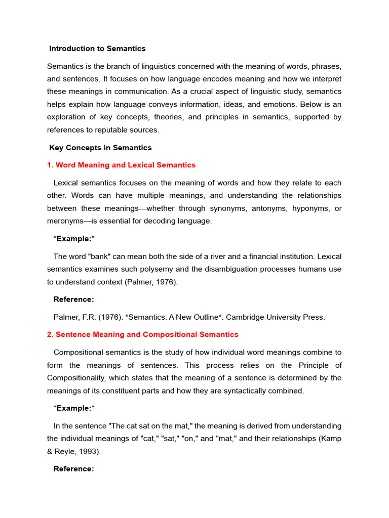 Understanding Semantics in Linguistics | PDF | Semantics | Language Arts & Discipline