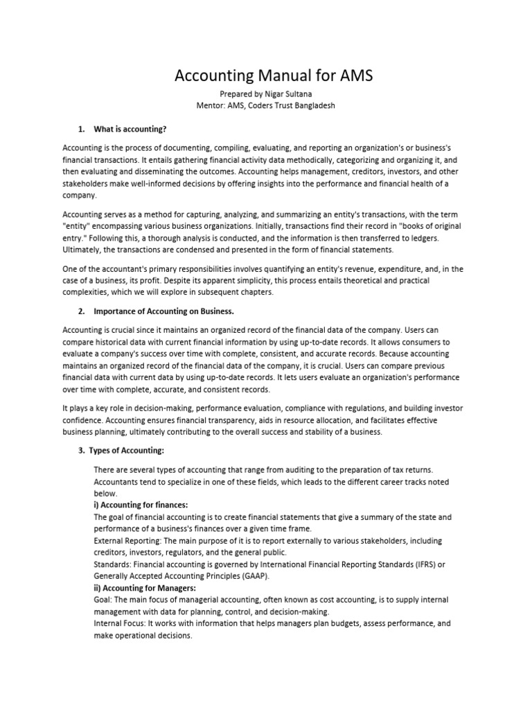 AMS (Accounting Manual) | PDF