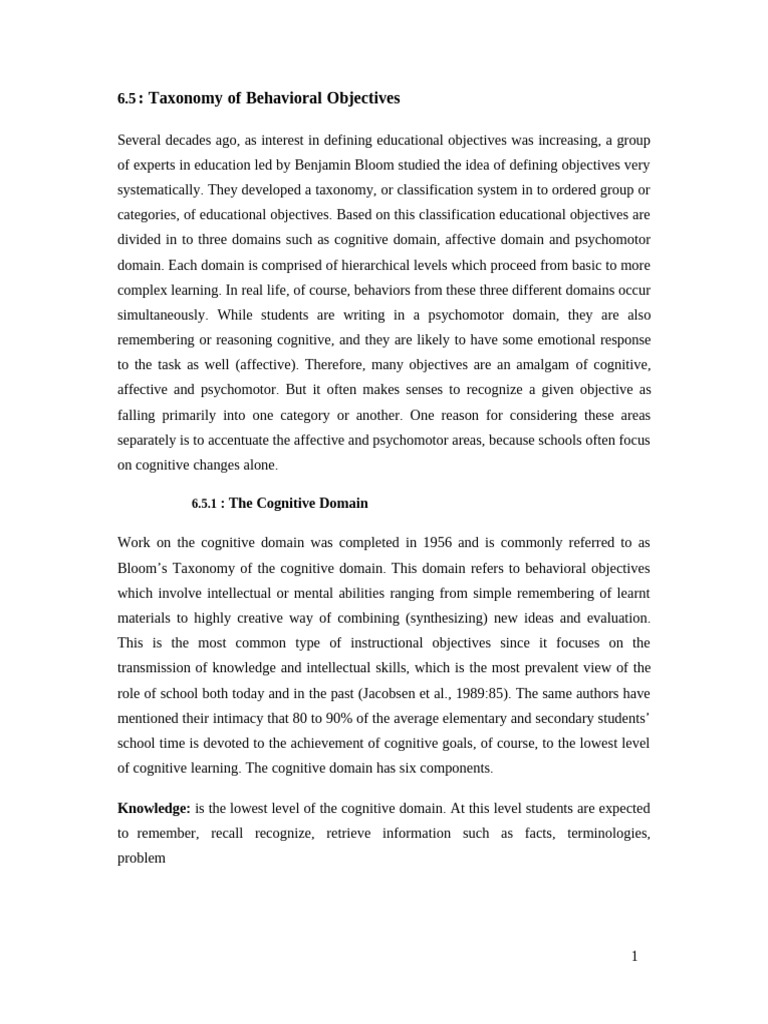 Taxonomy of Behavioral Objectives Sholastic Bond... Scribe | PDF