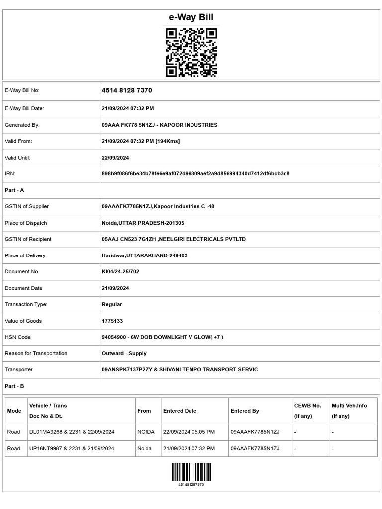 E-Way Bill System 2 | PDF