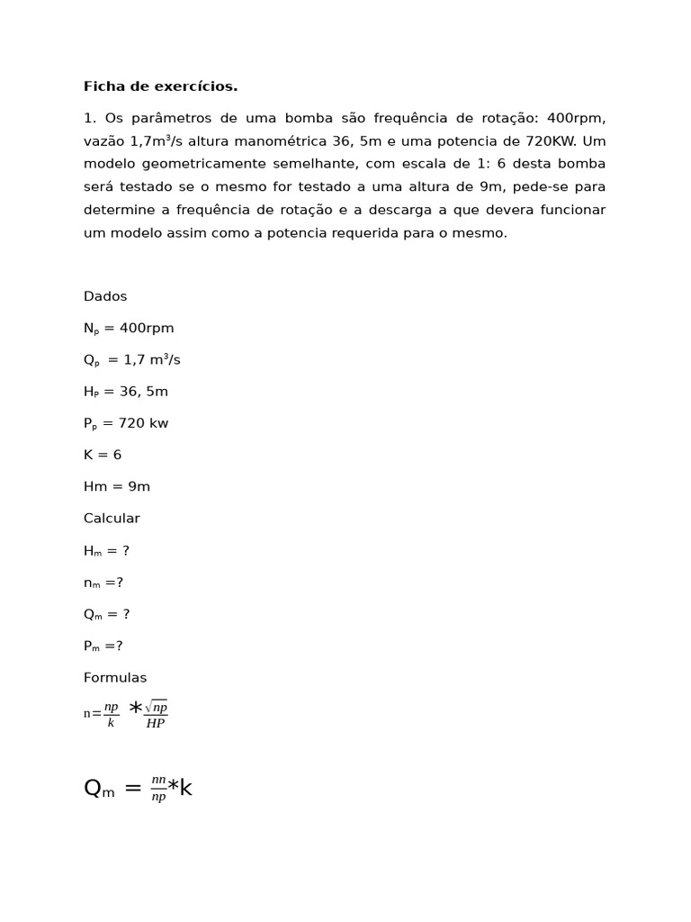 Ficha de Exercícios | PDF