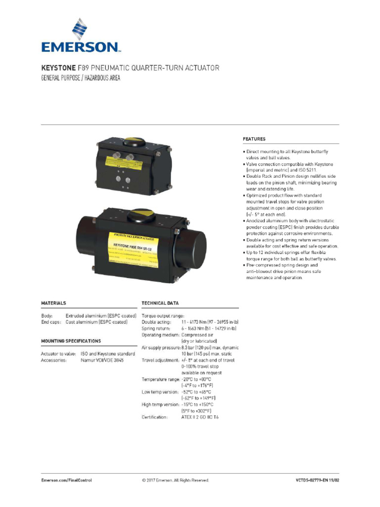 Keystone F89 Actuator Emerson | PDF