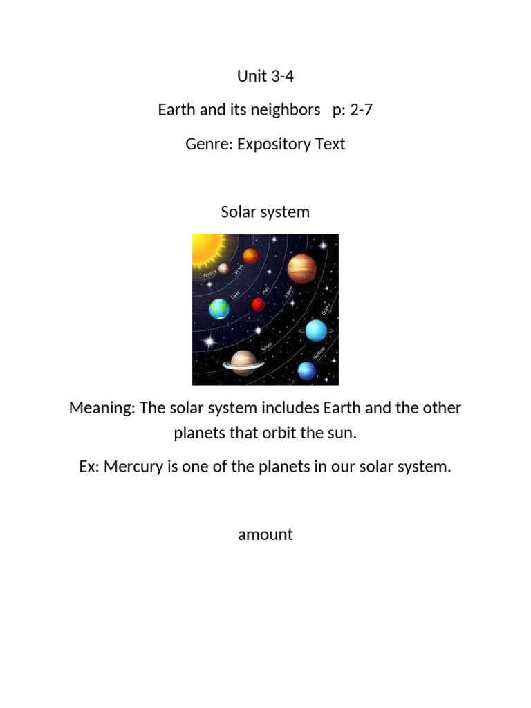 Earth and Its Neighbors Vocab | PDF