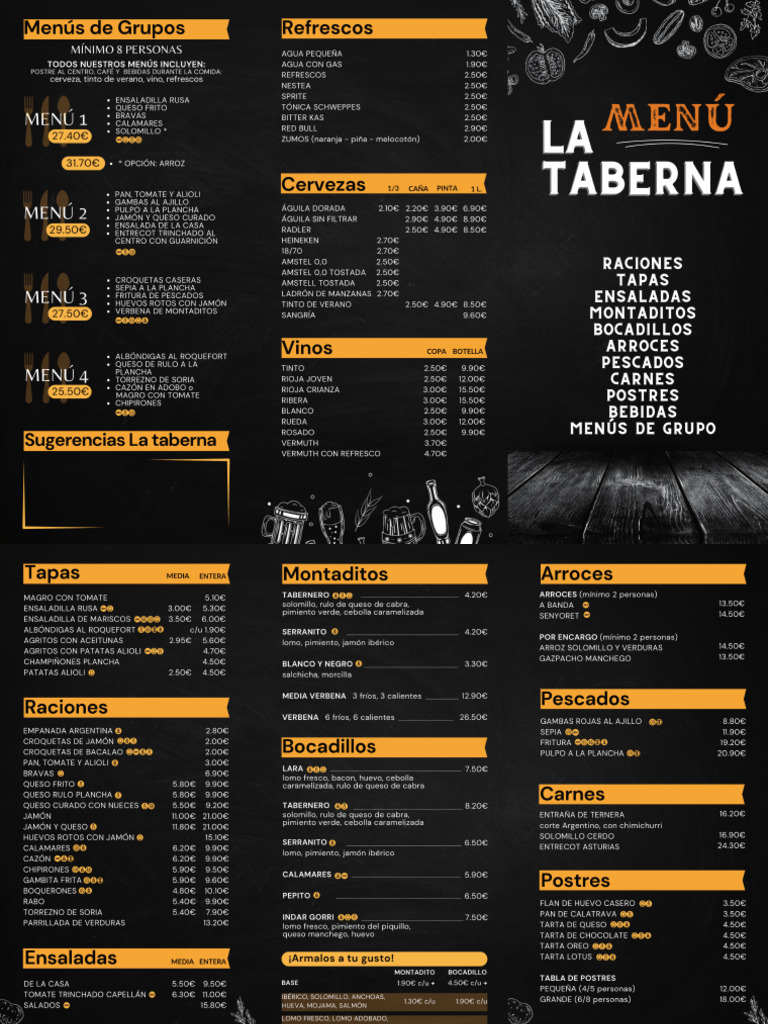 Menú La Taberna | PDF